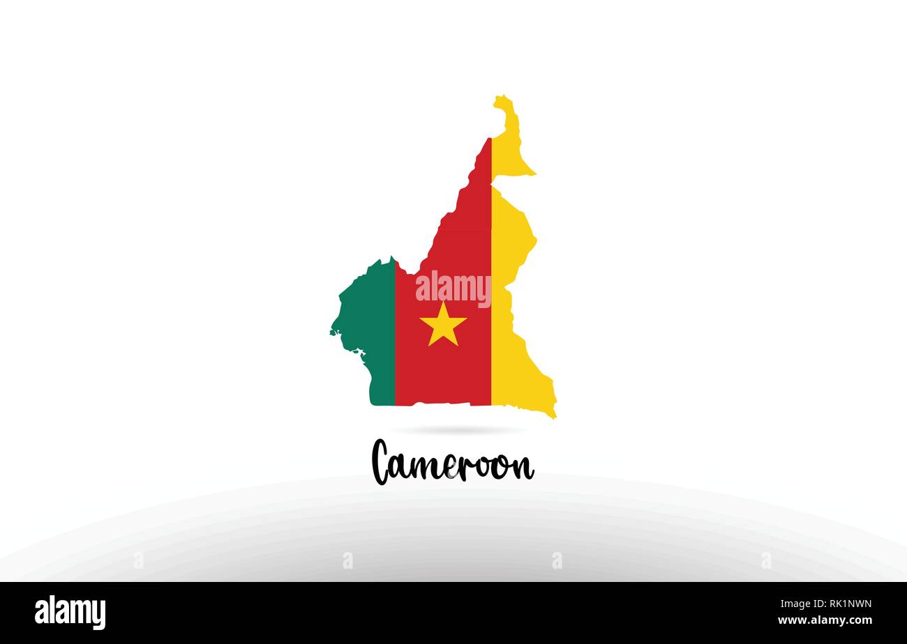 Cameroon country flag inside country border map design suitable for a ...
