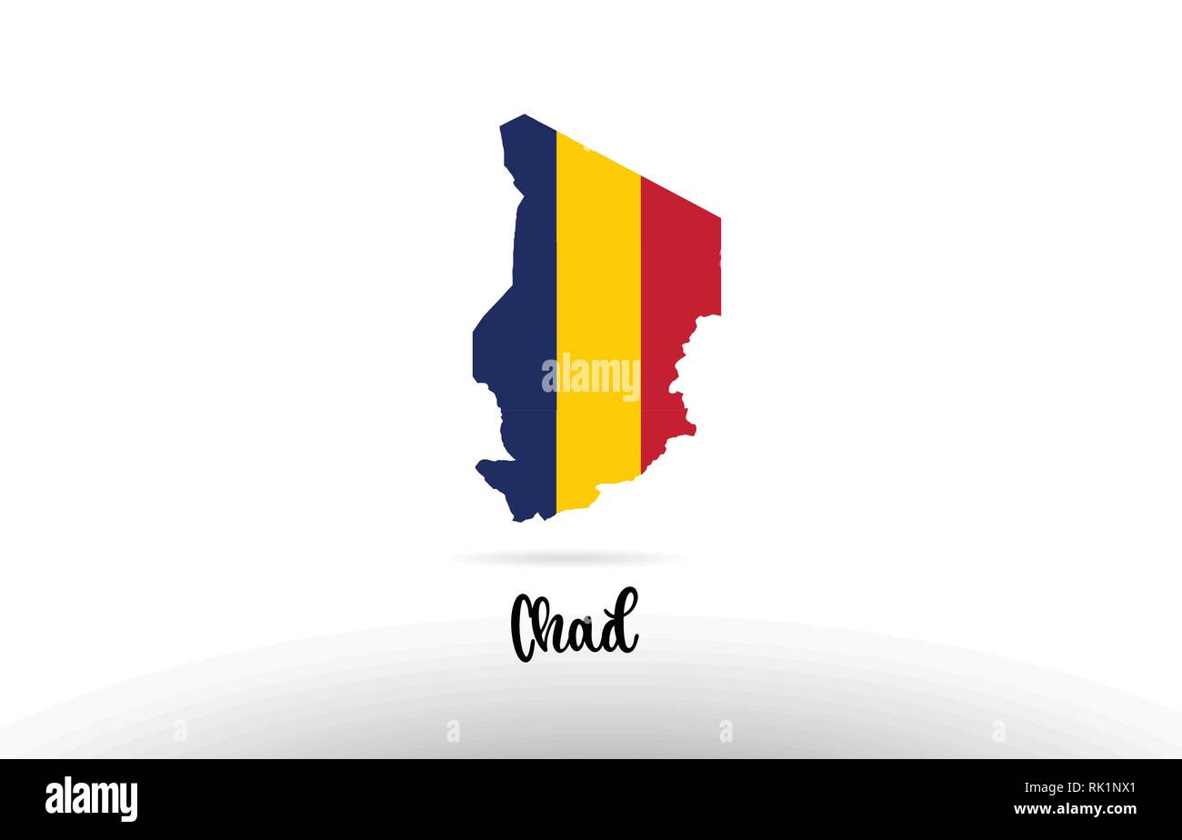 Chad country flag inside country border map design suitable for a logo ...
