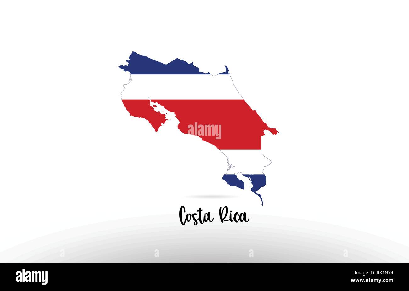 Costa Rica country flag inside country border map design suitable for a ...