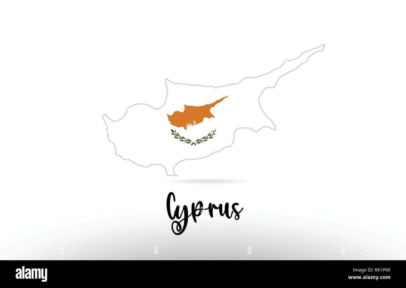 Cyprus country flag inside country border map design suitable for a ...