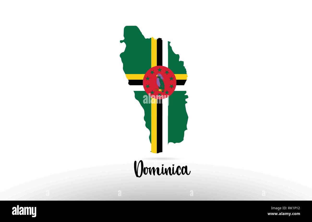 Dominica country flag inside country border map design suitable for a ...