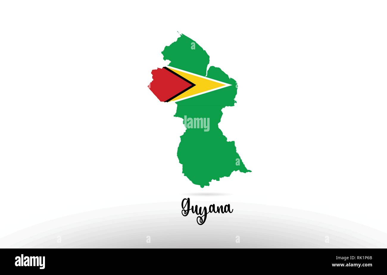 Guyana country flag inside country border map design suitable for a ...