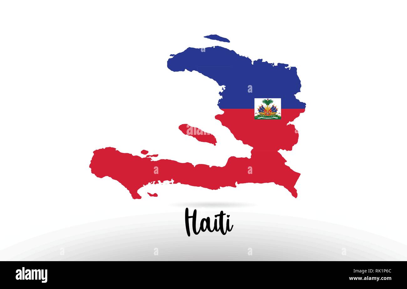 Haiti country flag inside country border map design suitable for a logo ...