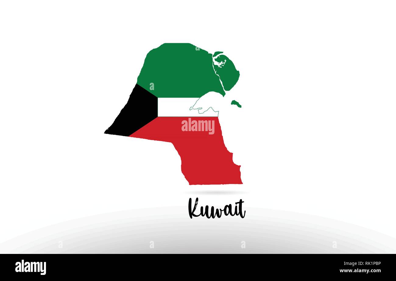 Kuwait country flag inside country border map design suitable for a ...