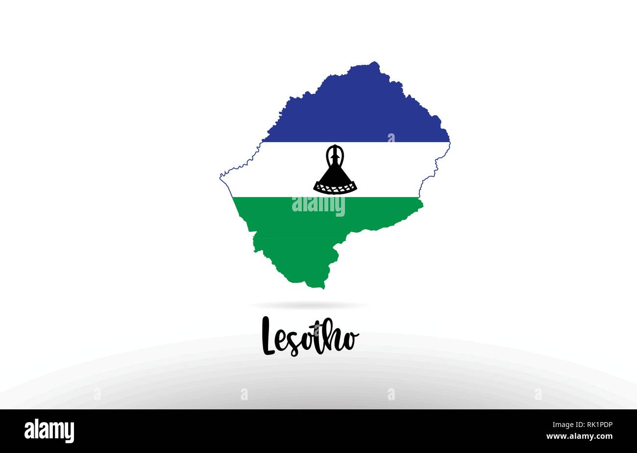 Lesotho Country Flag Inside Country Border Map Design Suitable For A