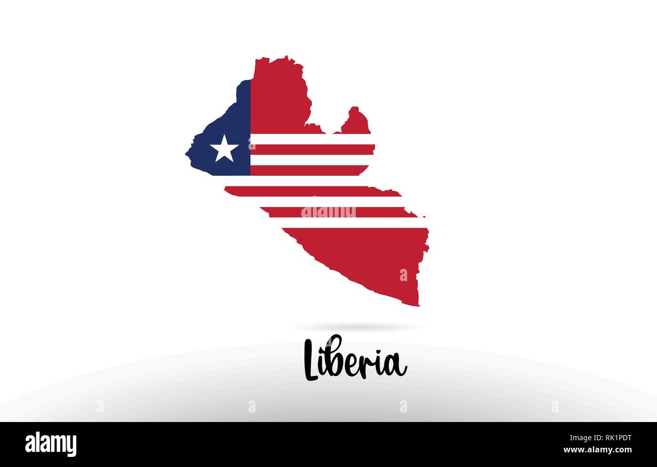 Liberia country flag inside country border map design suitable for a ...