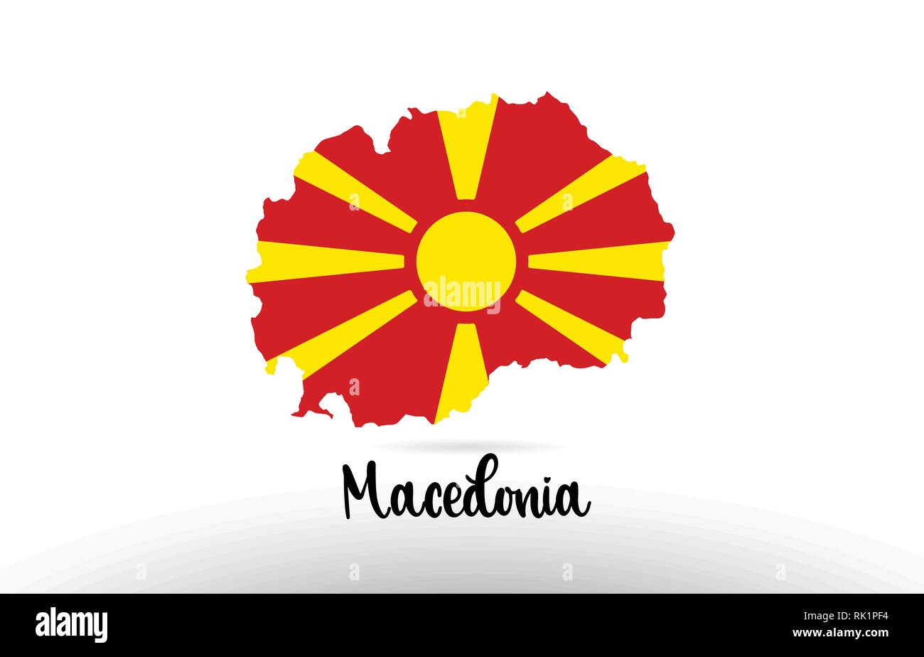 Macedonia country flag inside country border map design suitable for a ...