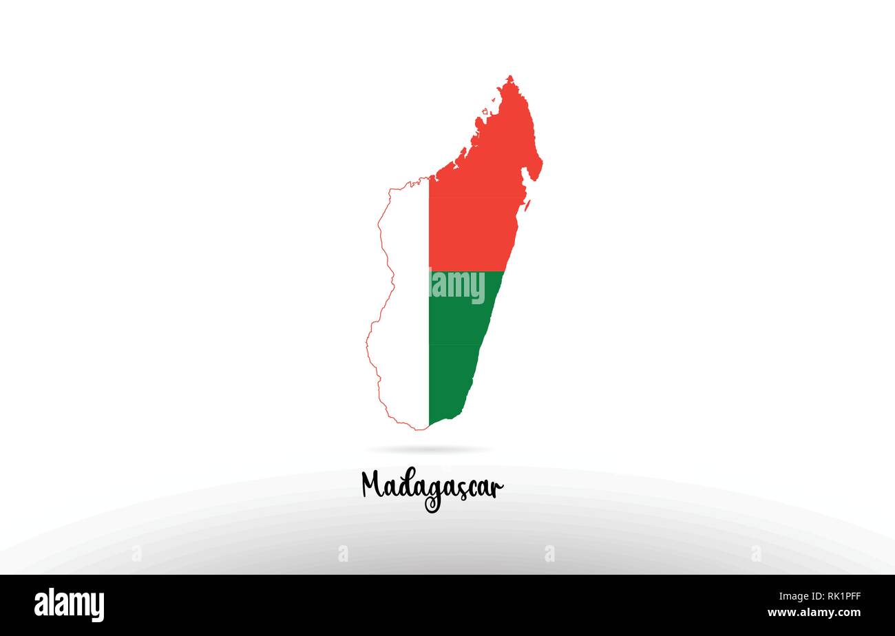 Madagascar country flag inside country border map design suitable for a ...