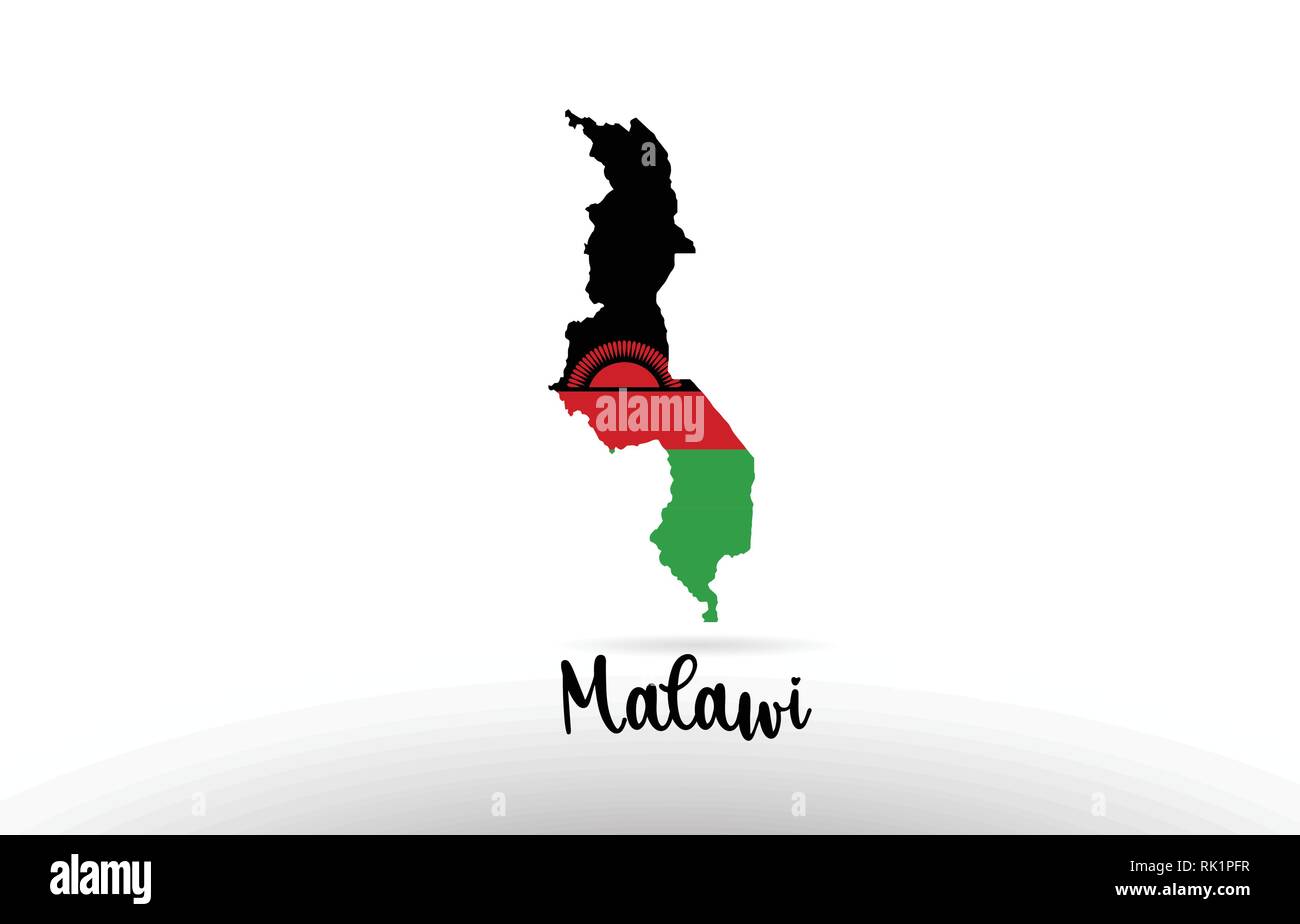 Malawi country flag inside country border map design suitable for a ...