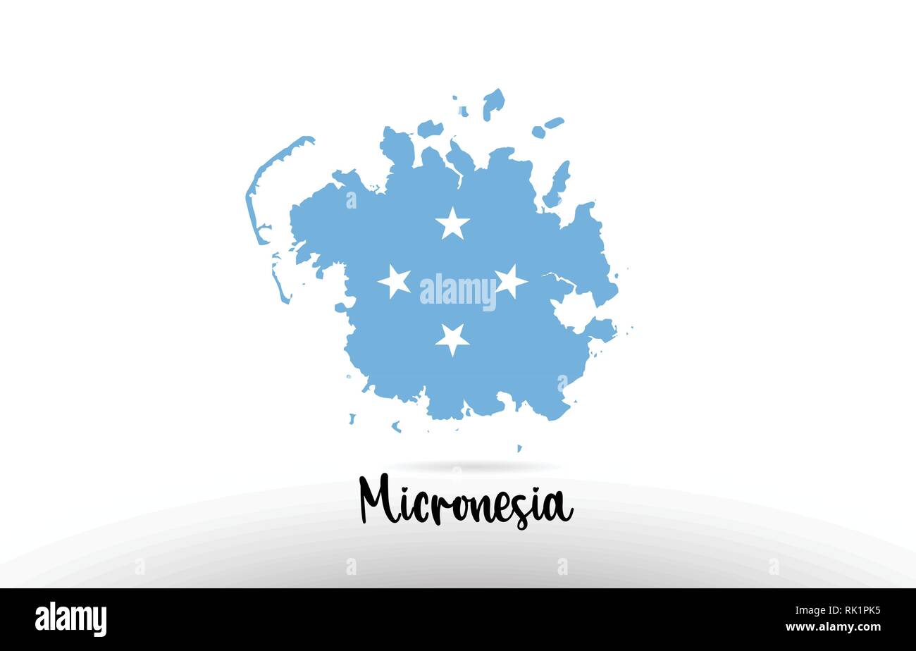 Micronesia country flag inside country border map design suitable for a ...