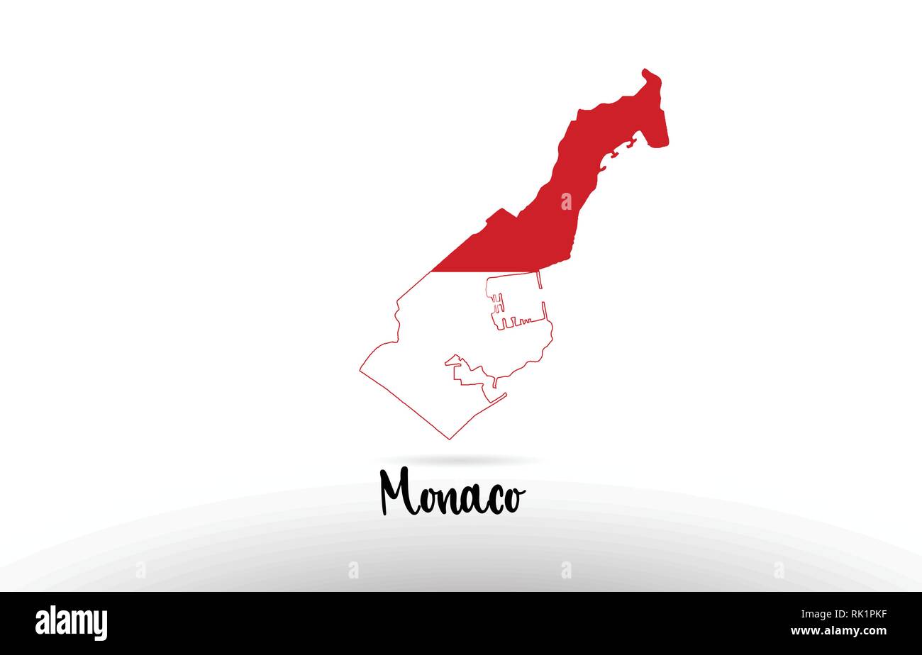 Monaco country flag inside country border map design suitable for a ...