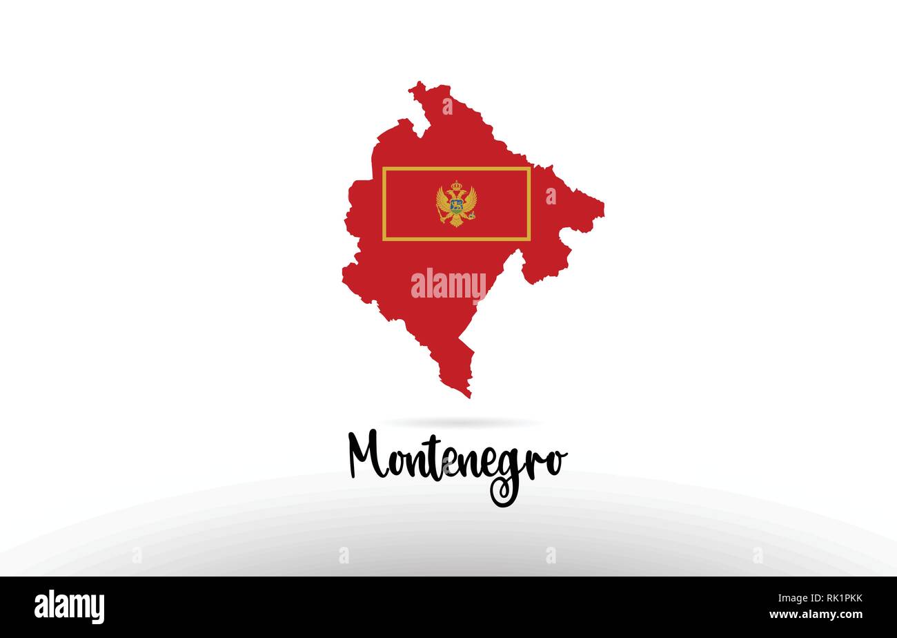 Montenegro country flag inside country border map design suitable for a ...