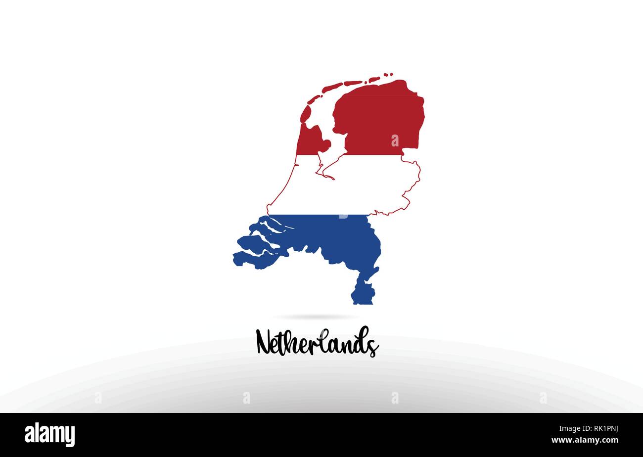 Netherlands country flag inside country border map design suitable for ...
