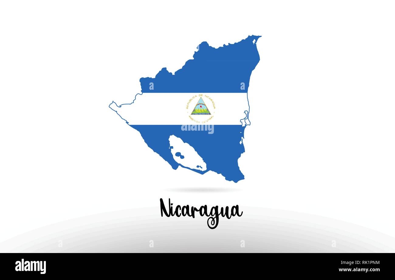Nicaragua country flag inside country border map design suitable for a ...