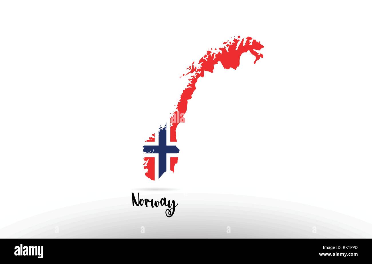 Norway country flag inside country border map design suitable for a ...