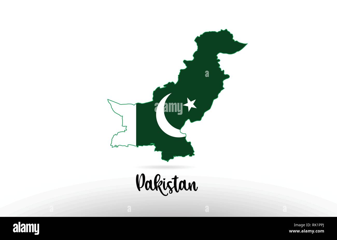 Pakistan country flag inside country border map design suitable for a ...
