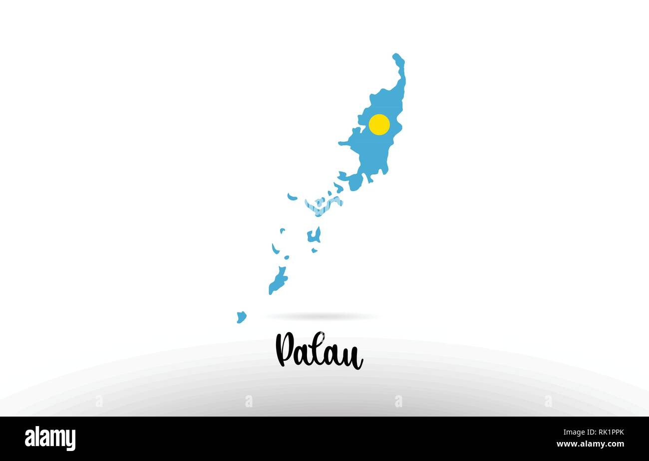 Palau country flag inside country border map design suitable for a logo ...