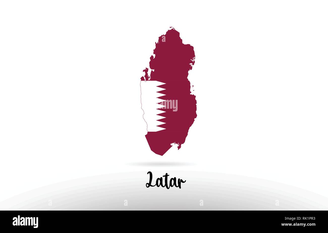 Qatar country flag inside country border map design suitable for a logo ...