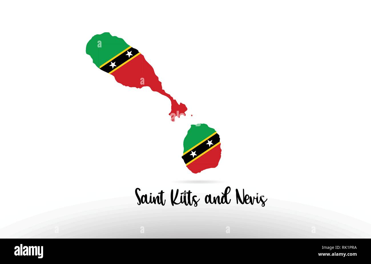 Saint Kitts and Nevis country flag inside country border map design ...