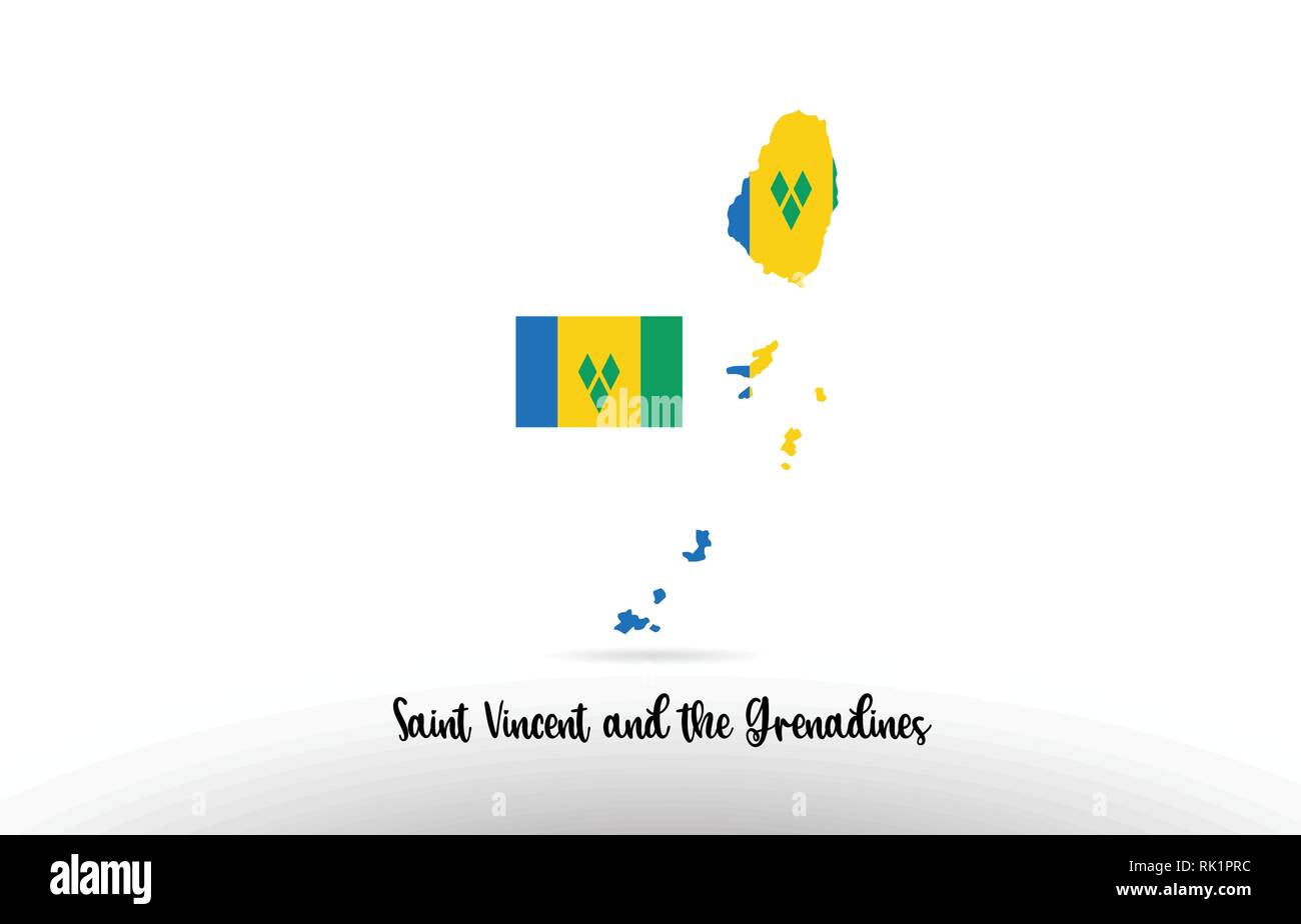 Saint Vincent and the Grenadines country flag inside country border map ...