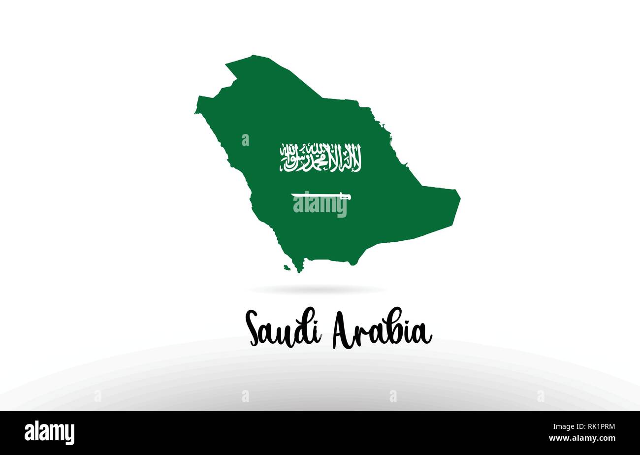 Saudi Arabia country flag inside country border map design suitable for ...