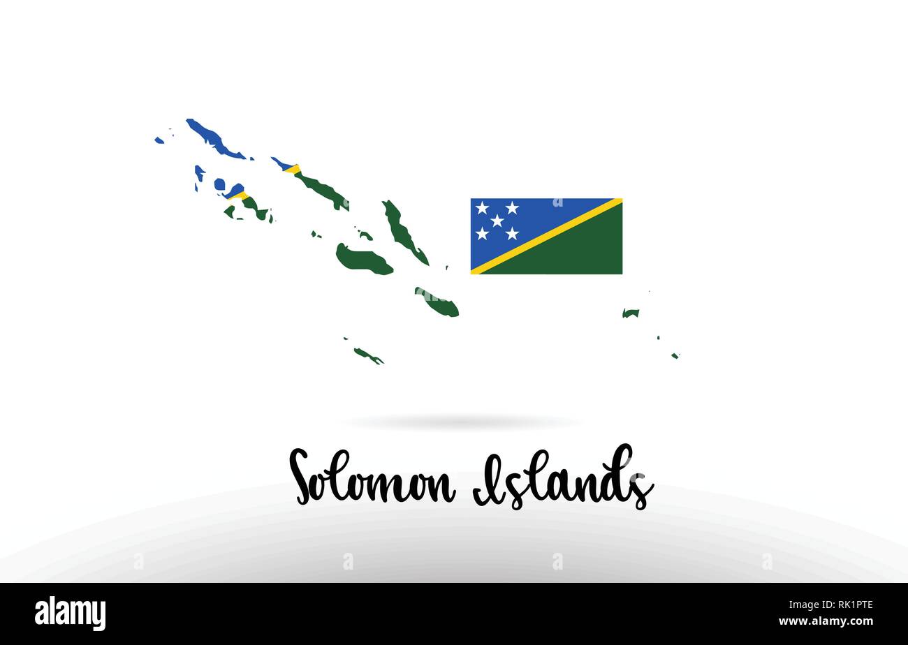 Solomon Islands country flag inside country border map design suitable for a logo icon design ...
