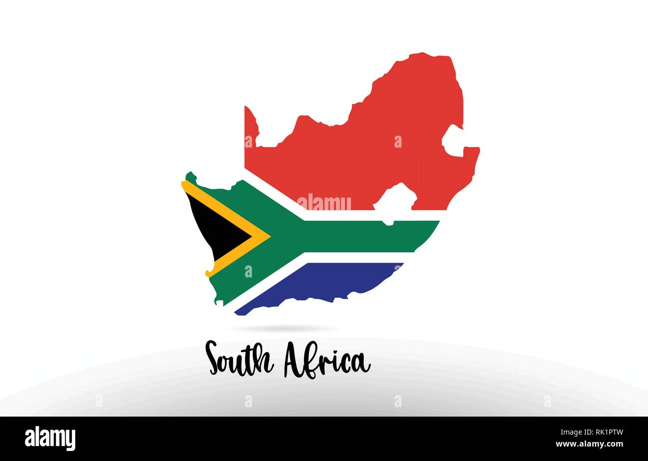 South Africa Country Flag Inside Country Border Map Design Suitable For