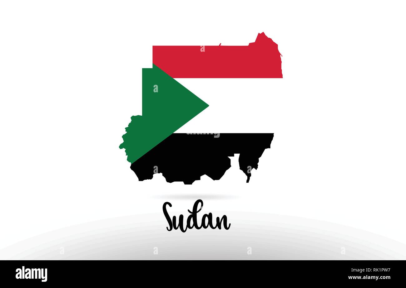 Sudan country flag inside country border map design suitable for a logo ...