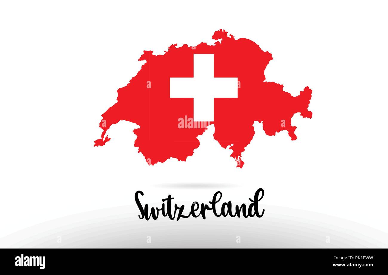 Switzerland country flag inside country border map design suitable for ...