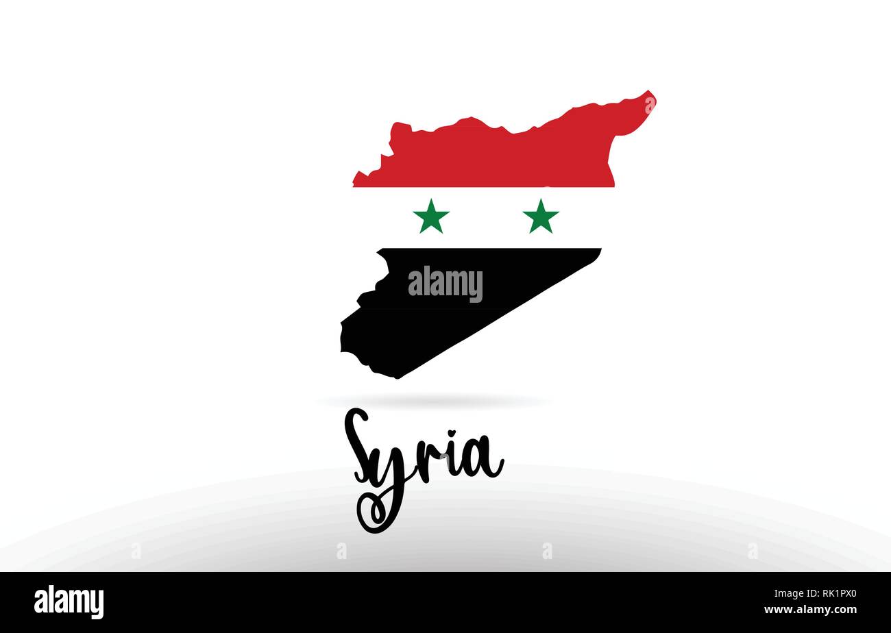 Syria country flag inside country border map design suitable for a logo ...