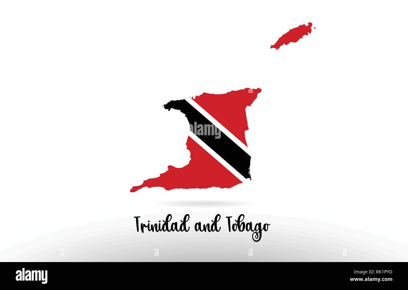 Trinidad and Tobago country flag inside country border map design ...