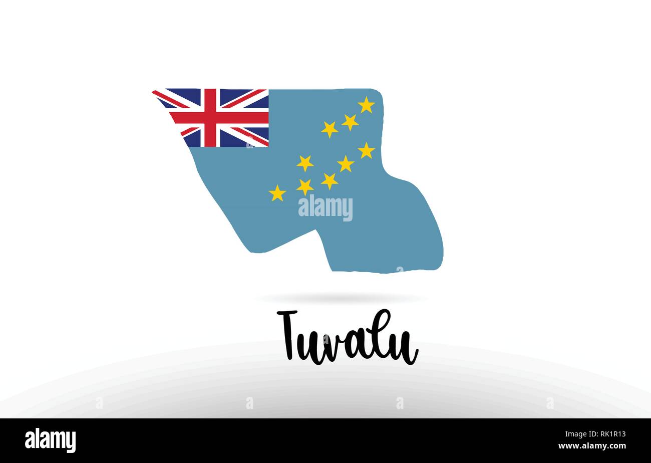 Tuvalu country flag inside country border map design suitable for a logo icon design Stock ...