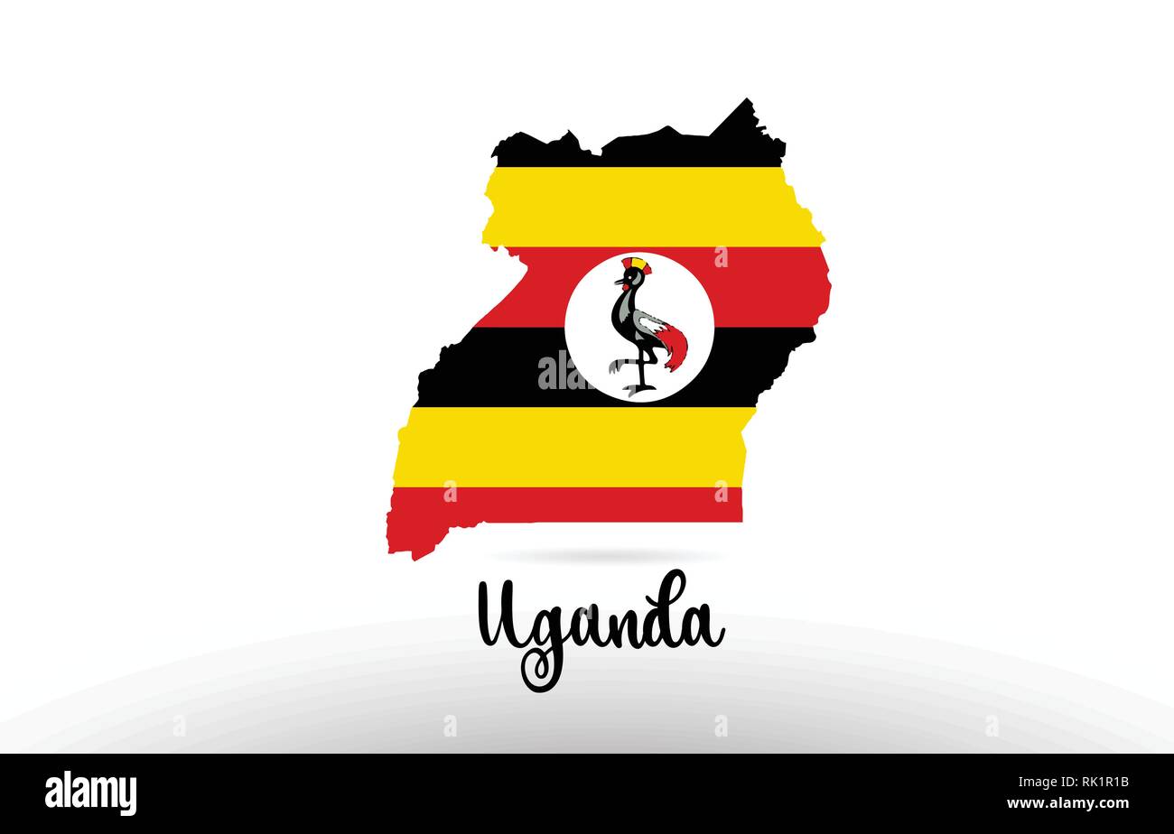 Uganda country flag inside country border map design suitable for a ...