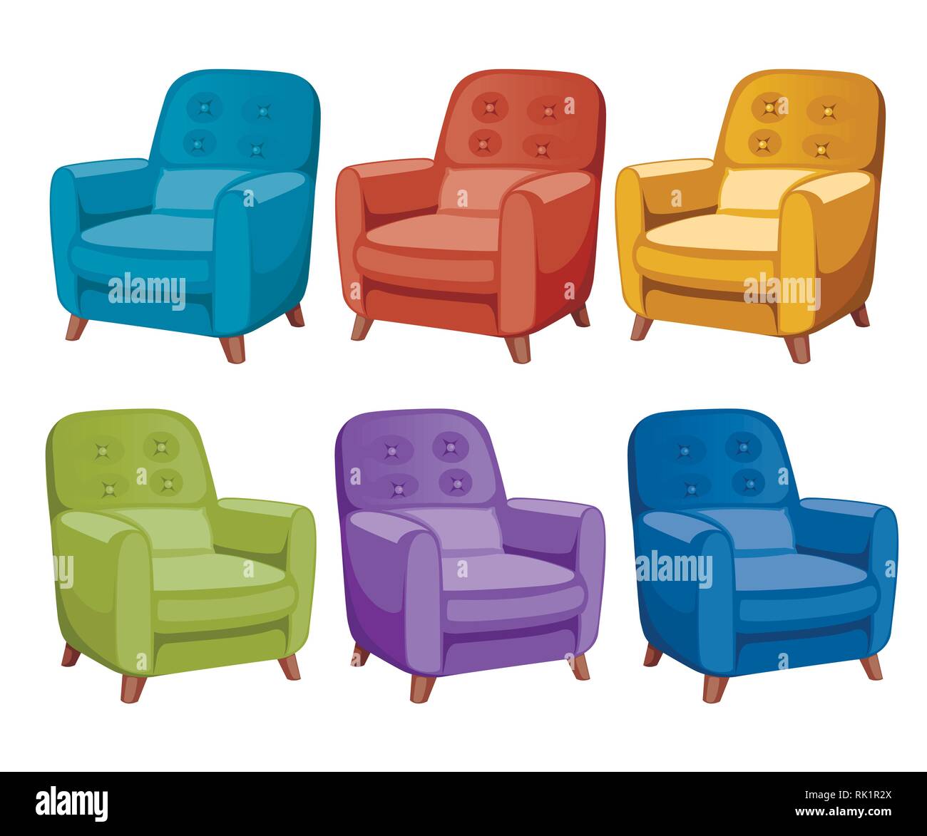 Colored armchair collection icon. Furniture, waiting room elements for ...