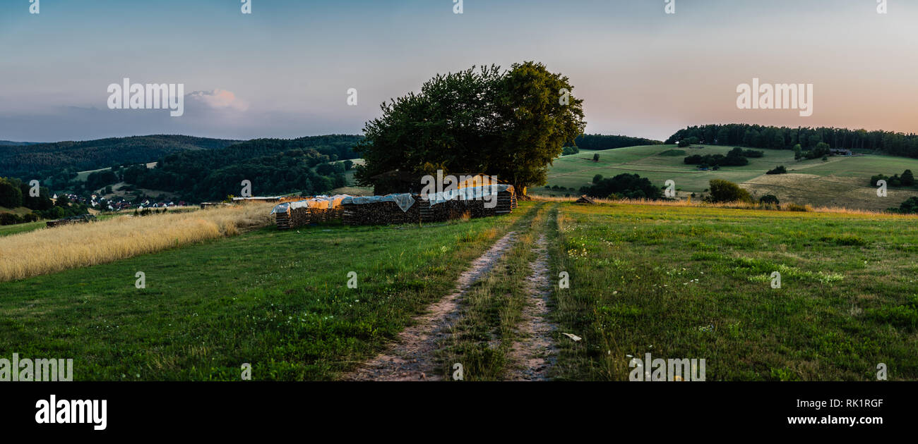 Scenic view of the German countryside just before dusk Stock Photo - Alamy