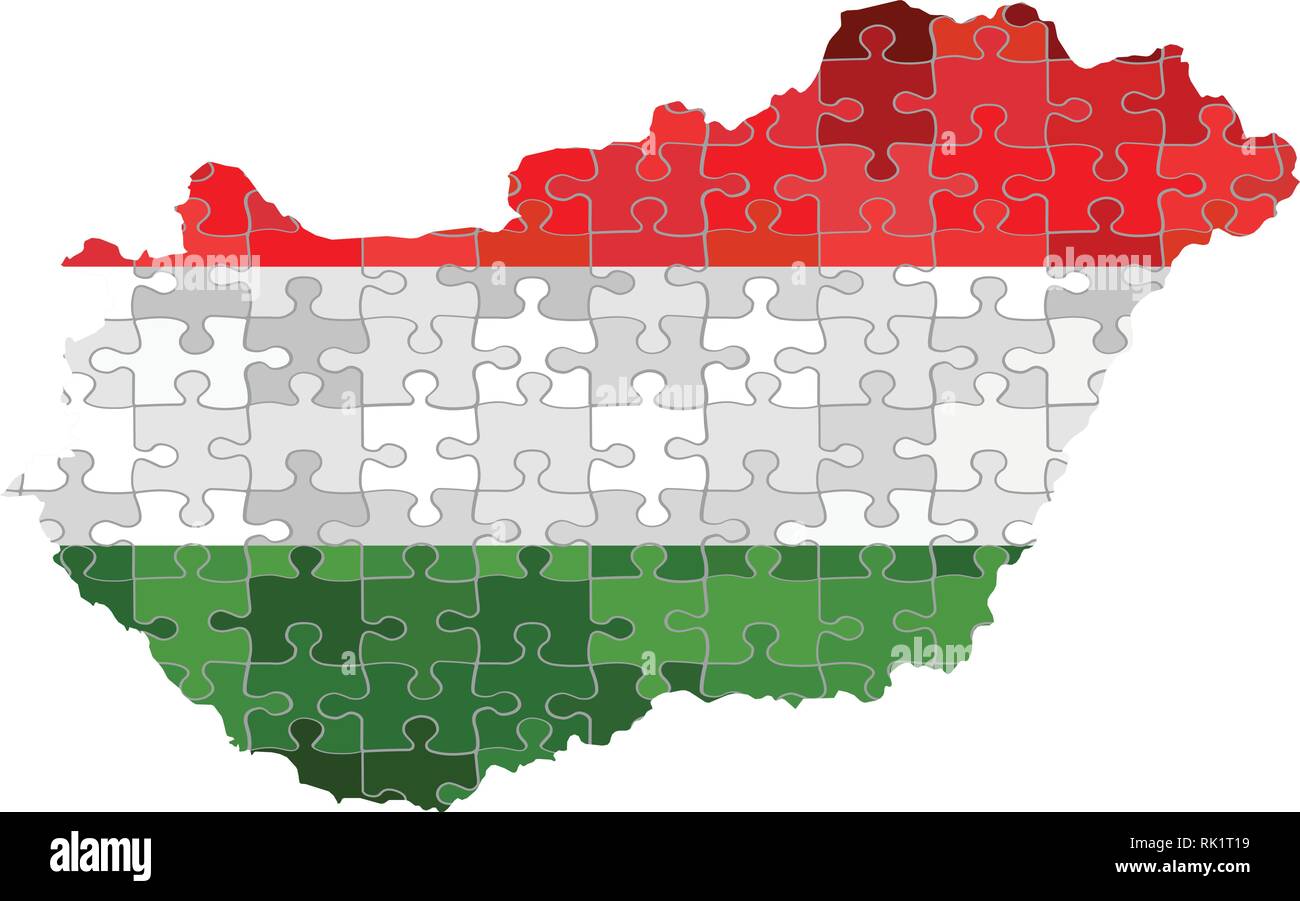 Hungary map made of puzzle background - Illustration Stock Vector Image ...
