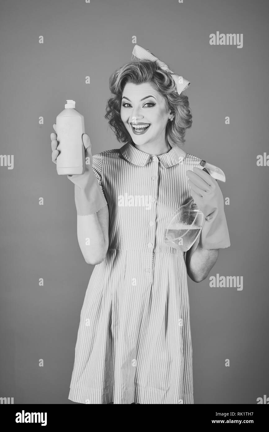 Cleaning woman Black and White Stock Photos & Images - Alamy