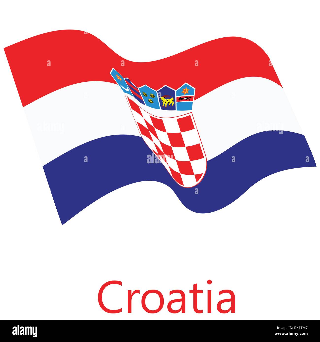 Vector illustration waving flag of Croatia icon. Croatia flag button ...