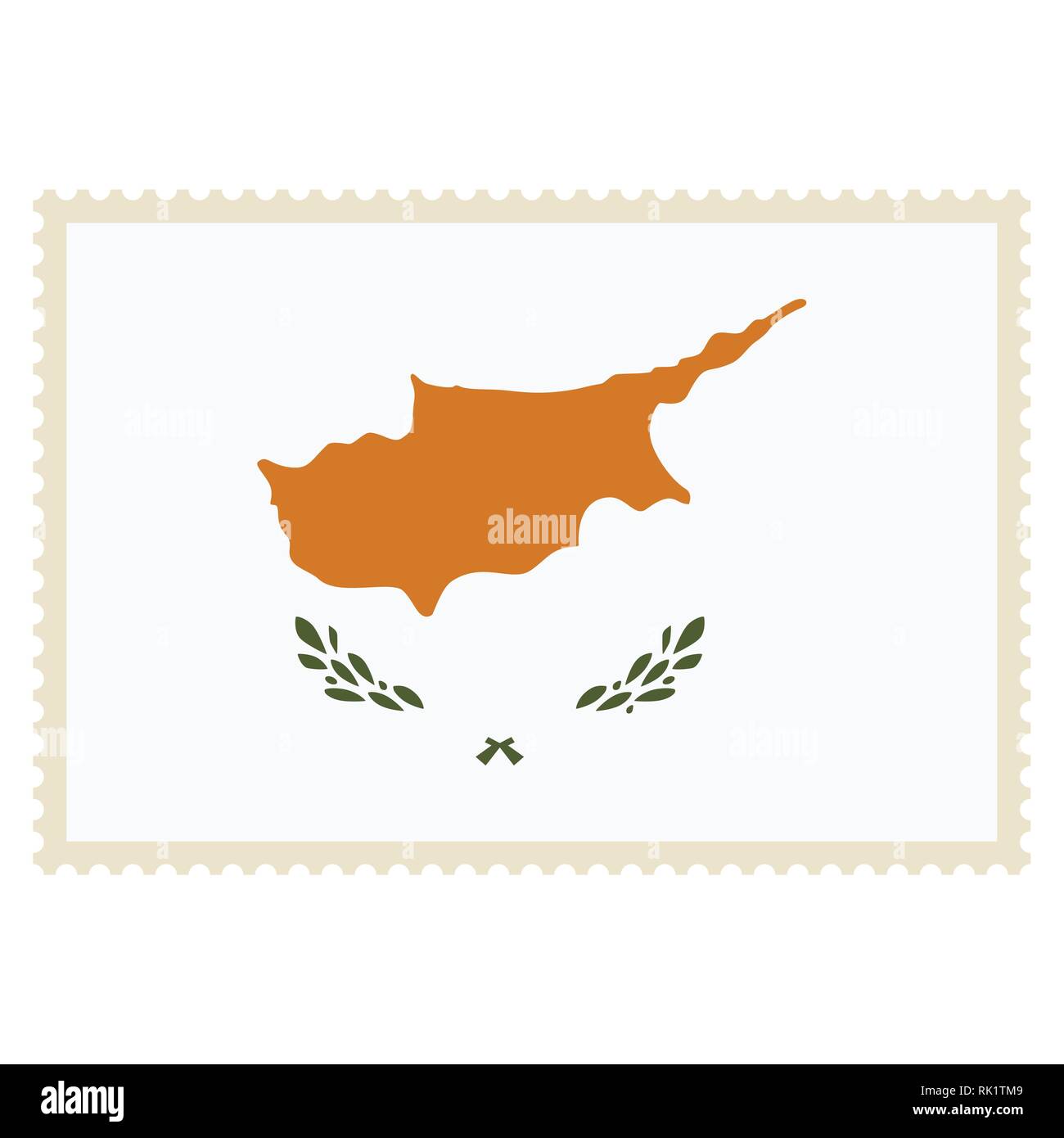 Vector icon Cyprus flag on postage stamp isolated on white background ...