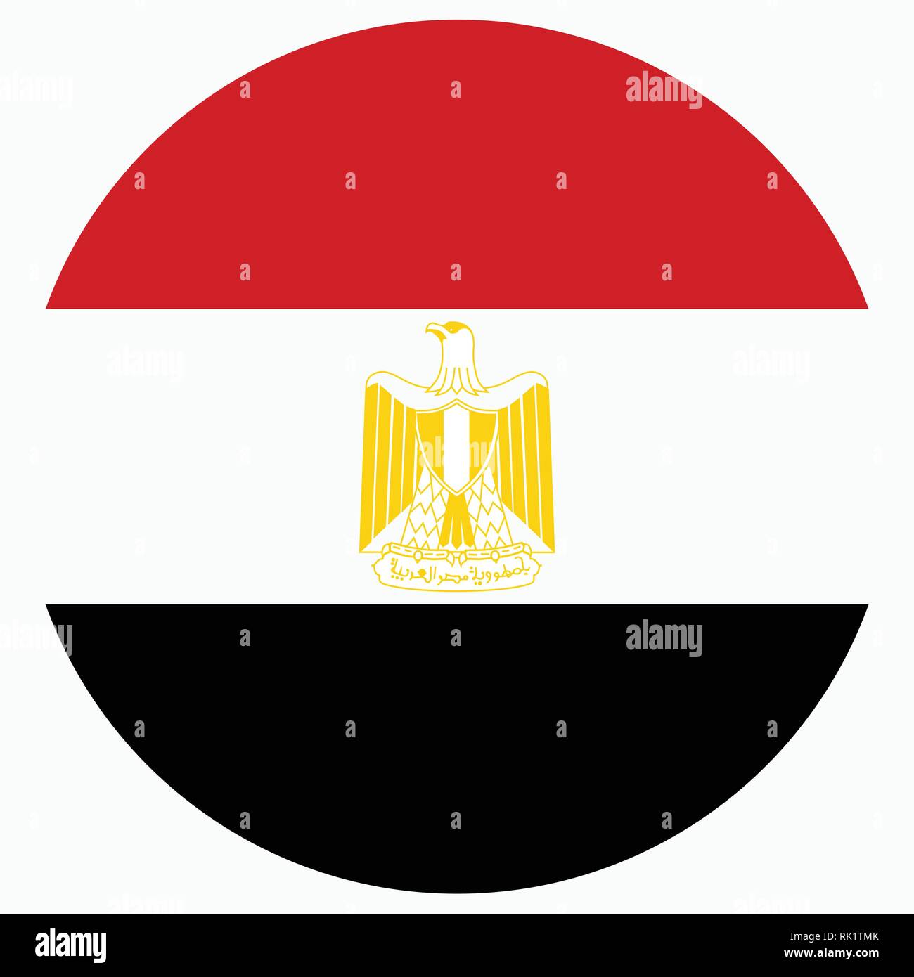 Vector illustration Egypt flag icon isolated on white background. Round ...