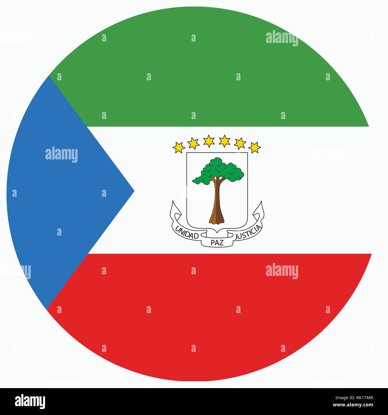 Vector illustration Equatorial Guinea flag icon isolated on white background. Round national ...