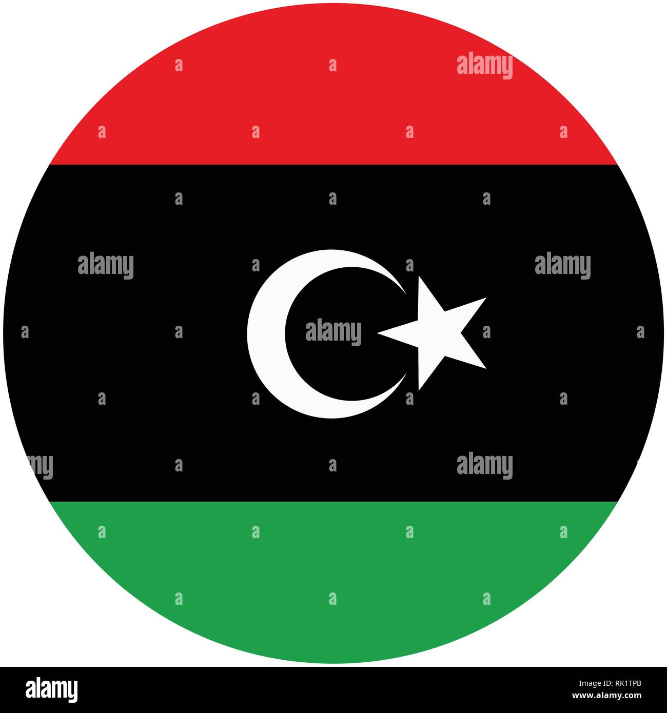Vector illustration Libya flag icon isolated on white background. Round national flag of Libya ...