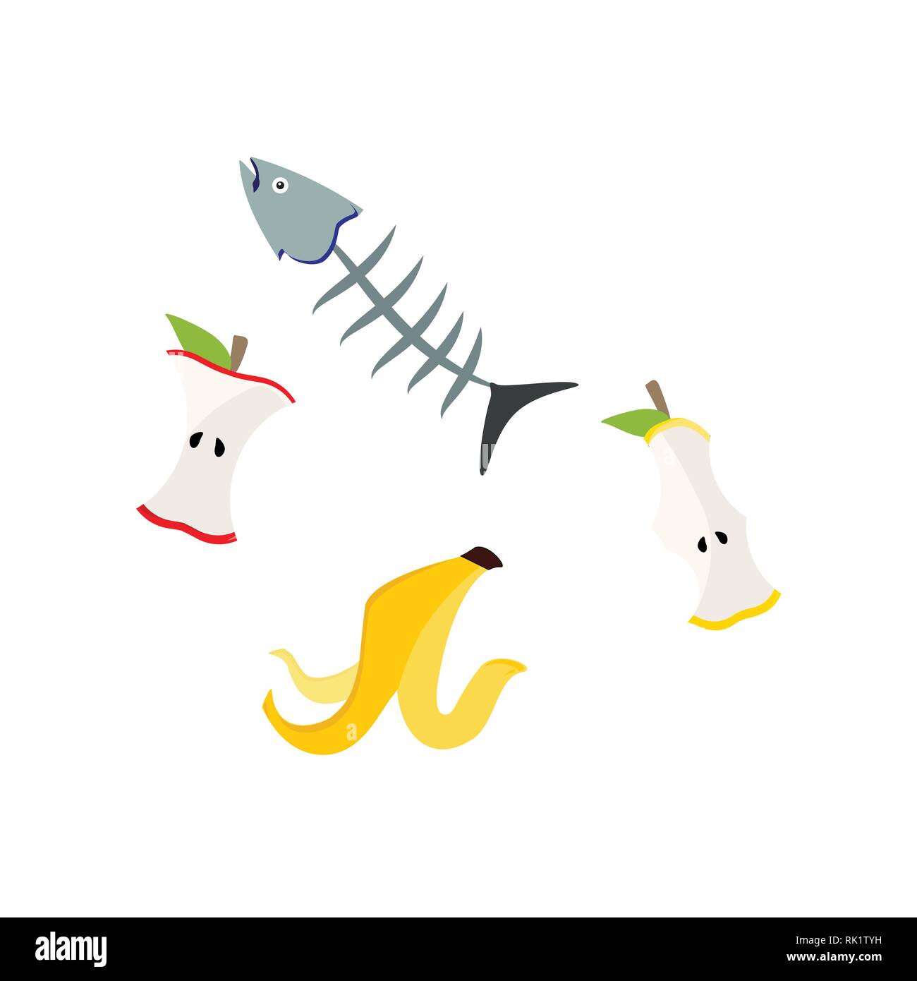 Vector illustration recycling garbage organic food trash tires ...