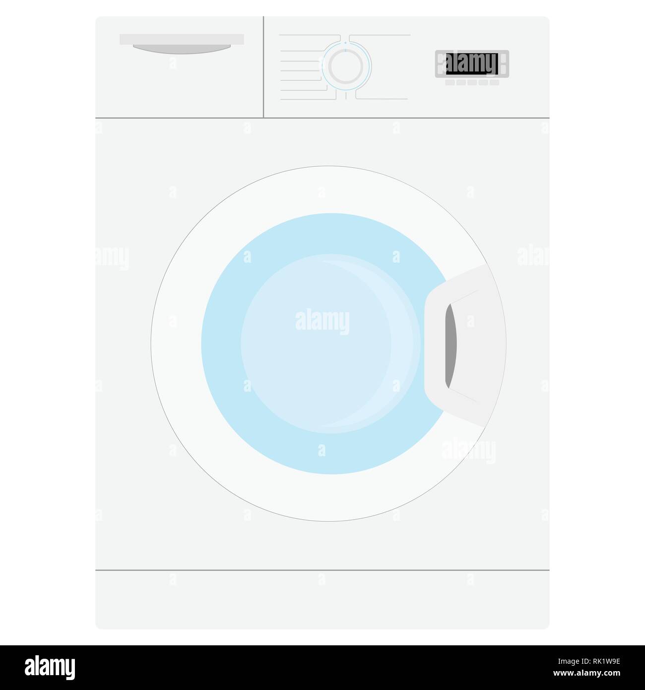 Washing Machine Isolated on White Background. Front View of Stainless ...