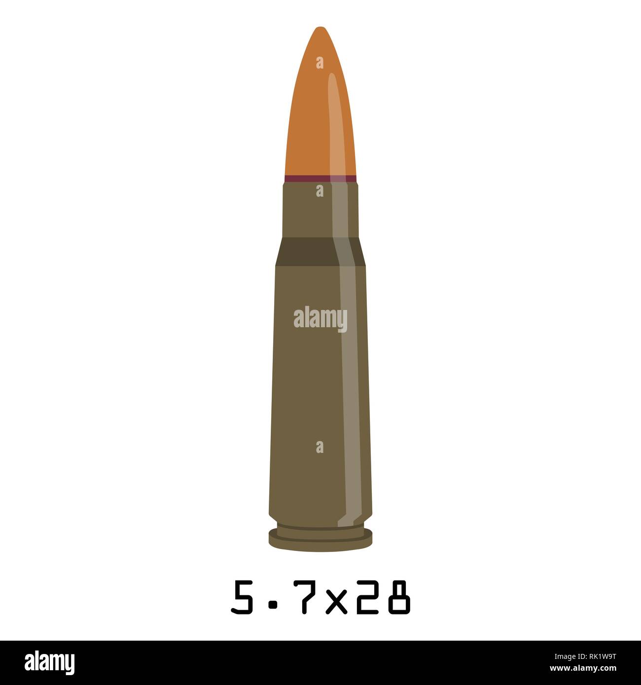 Vector illustration icon bullet 5.7 * 28 caliber isolated on white ...