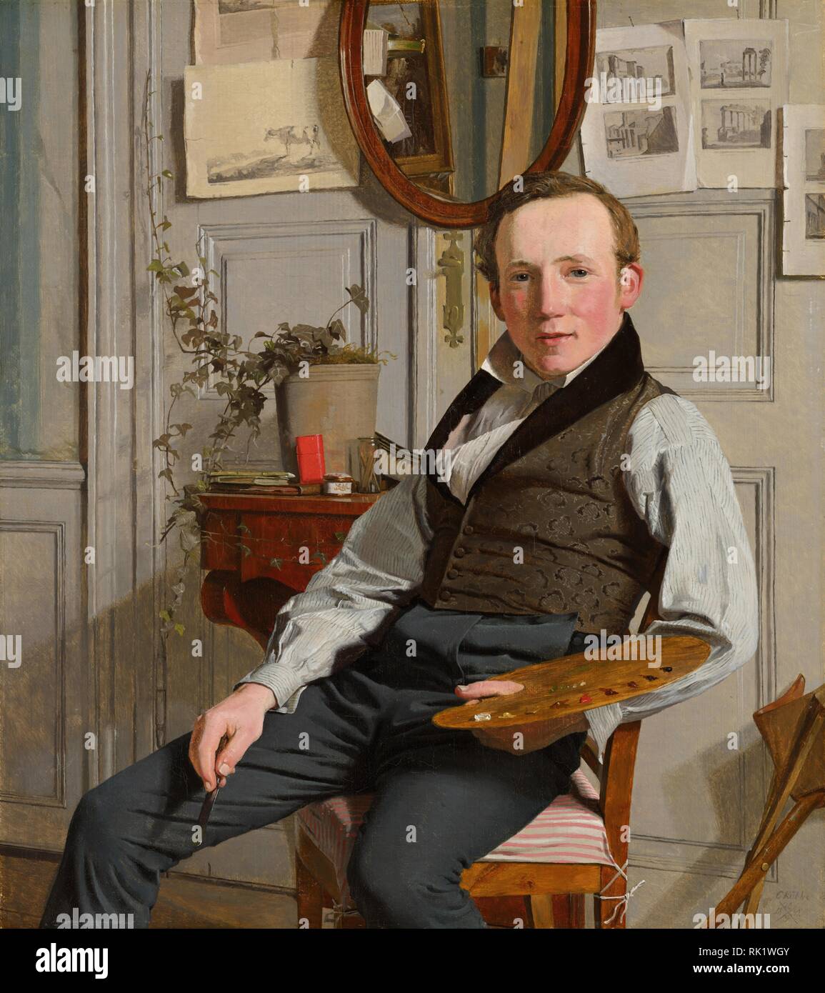 Portrait of the landscape painter Frederik Sødring, 1832. Oil on canvas ...