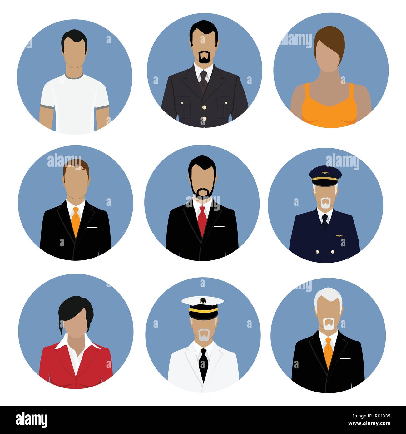 Vector illustration set of professions people. Flat style icons ...