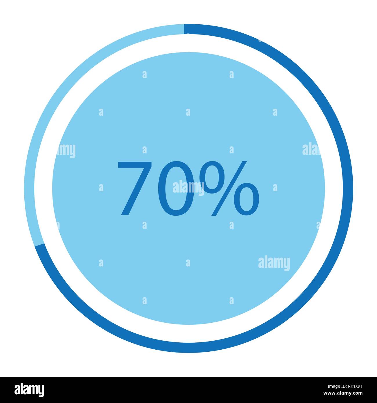 Vector illustration blue round, circle pie graph, chart with percentage ...