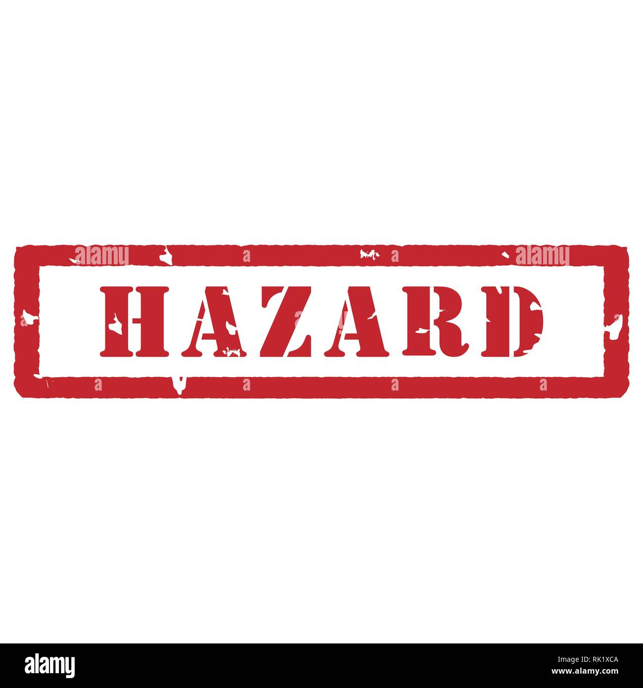 Vector illustration red rubber stamp hazard sign, symbol isolated on ...