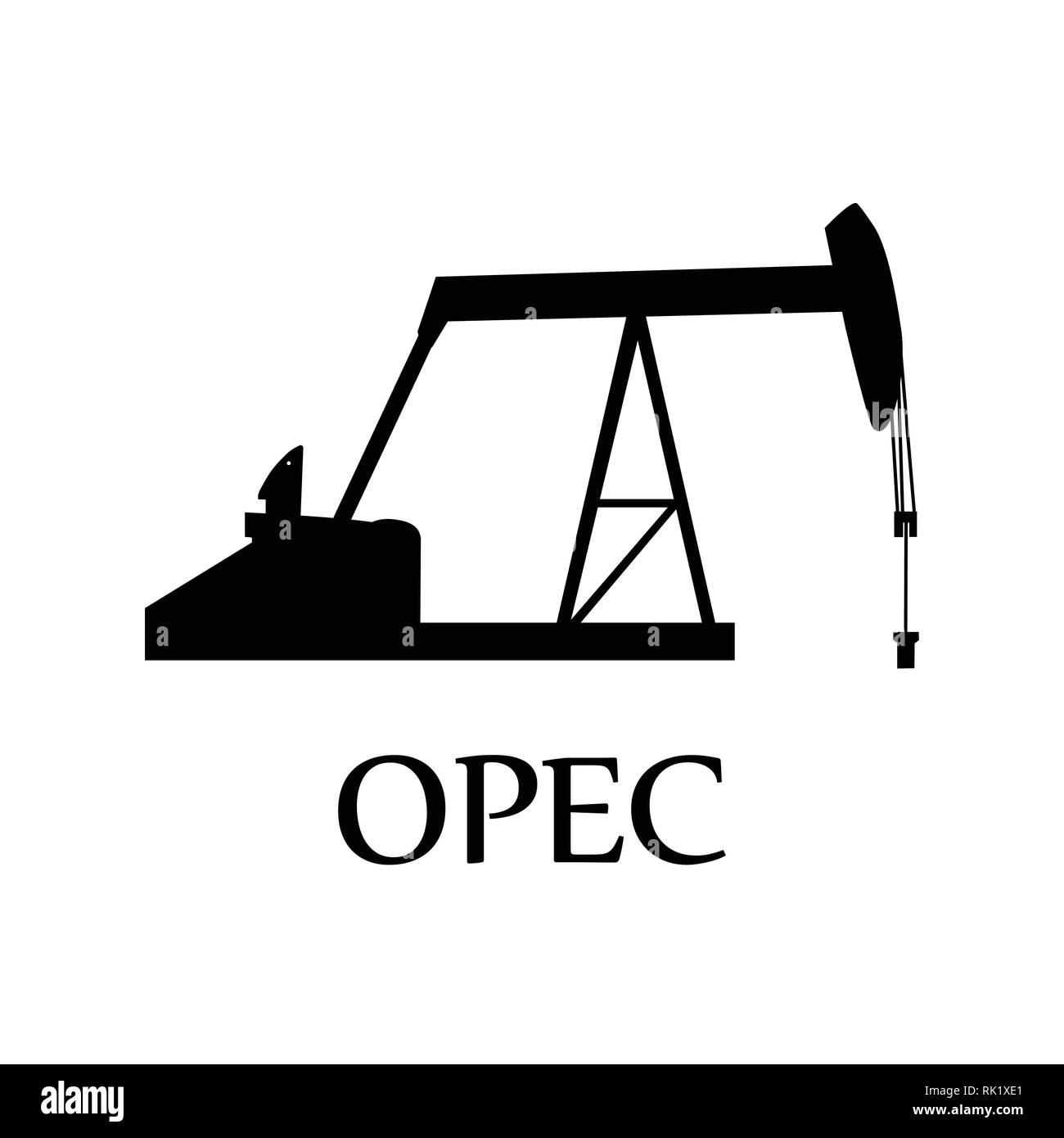 Vector illustration industrial oil pump jack OPEC petroleum global ...